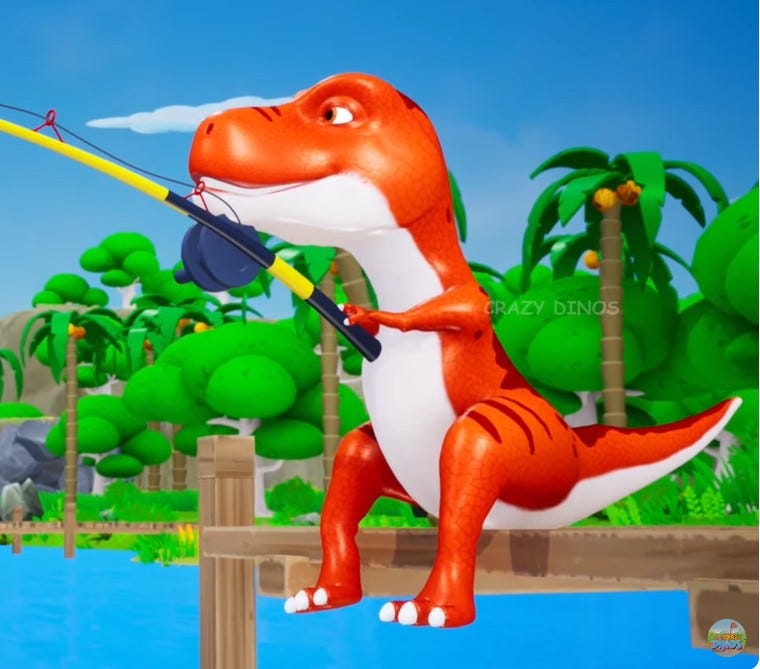 Funny Angry Trex Attacks Fellow Dinosaurs Stegosaurus, Triceratops ...