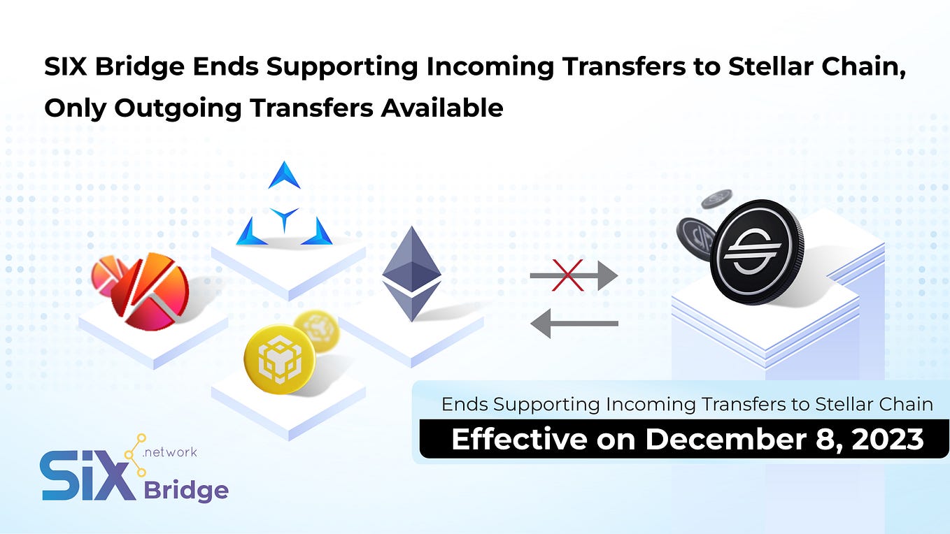 SIX Bridge Ends Supporting Incoming Transfers to Stellar Chain, Only ...