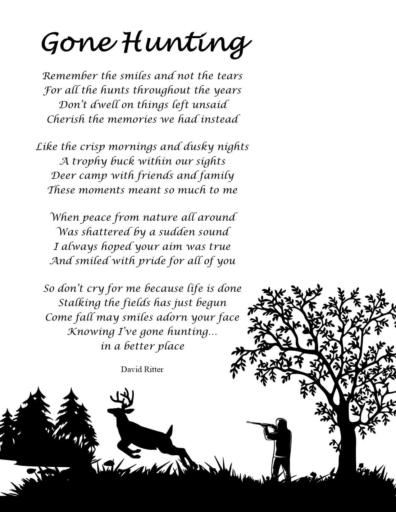 Gone Hunting Original Poetry Print Digital Download Tribute to Grandpa ...