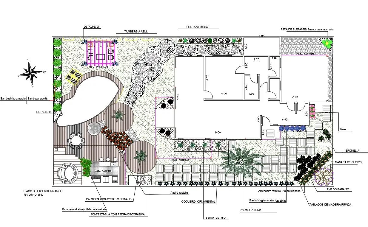 The 108'x52' house plan is given in this Autocad drawing file ...