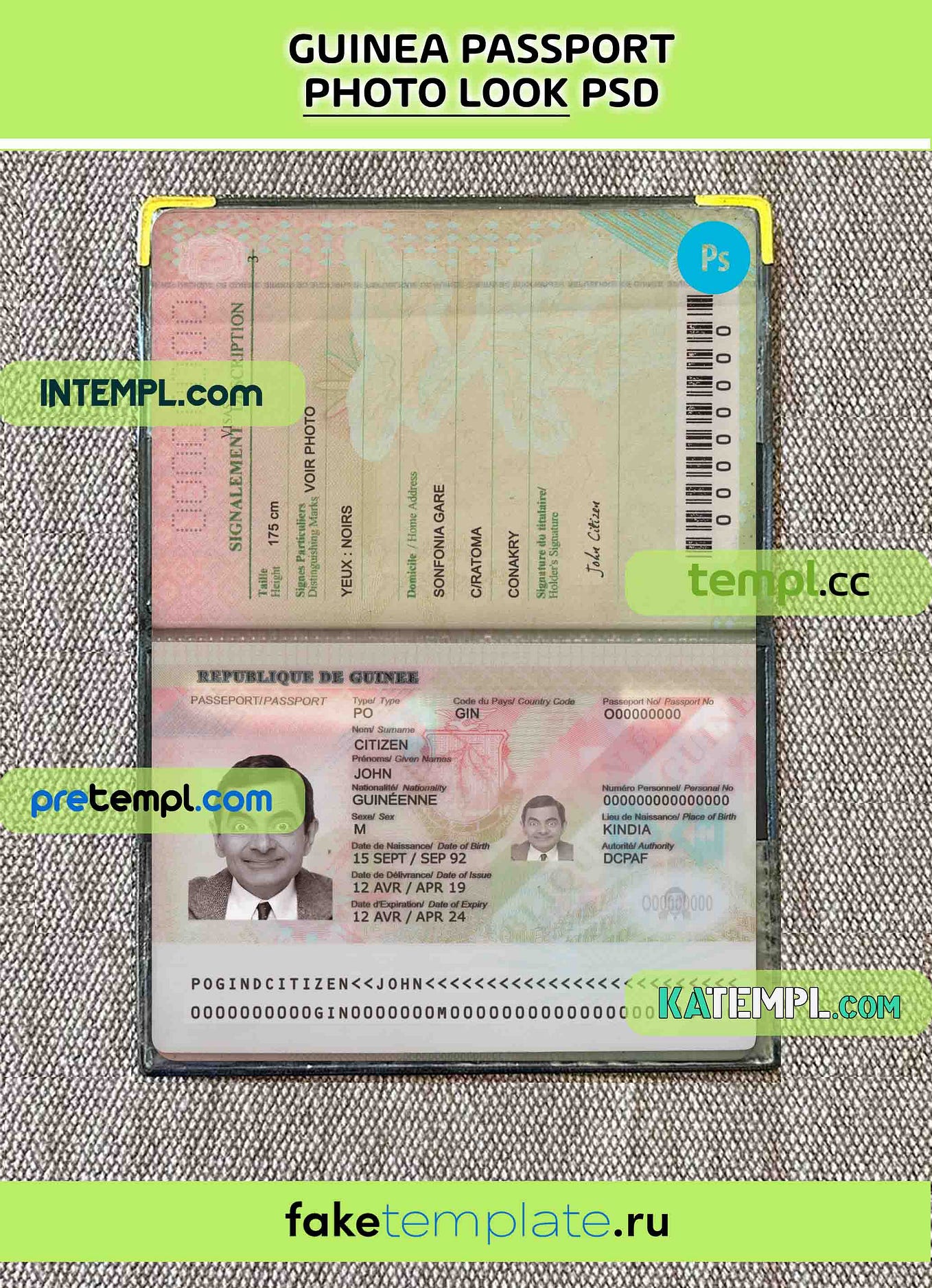 Honduras passport PSD download scan and photo look templates, 2 in 1 ...