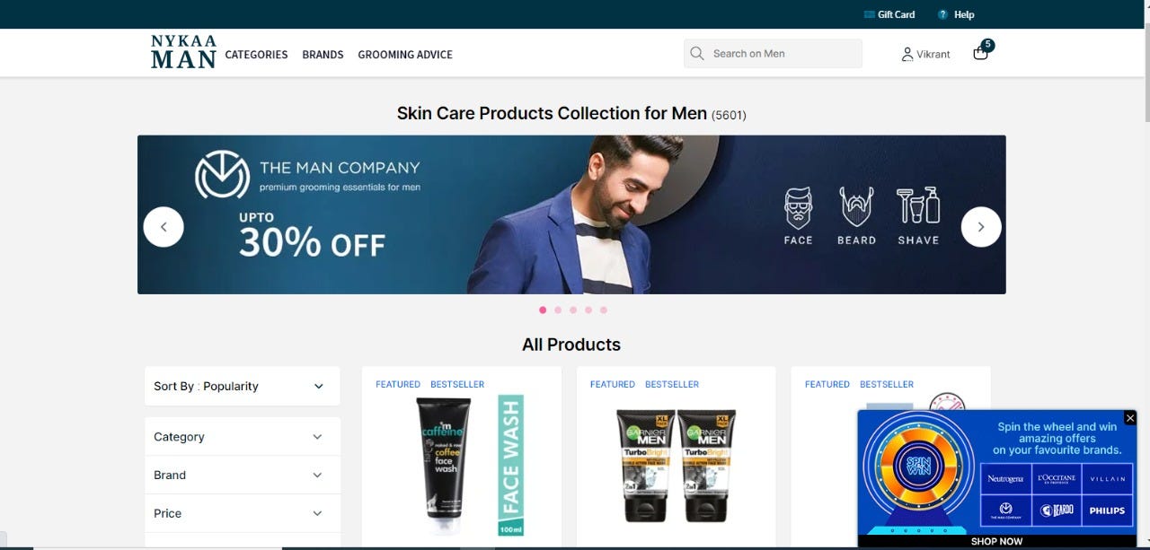 Building the clone of website NYKAA MAN | by Muskan gupta | Medium