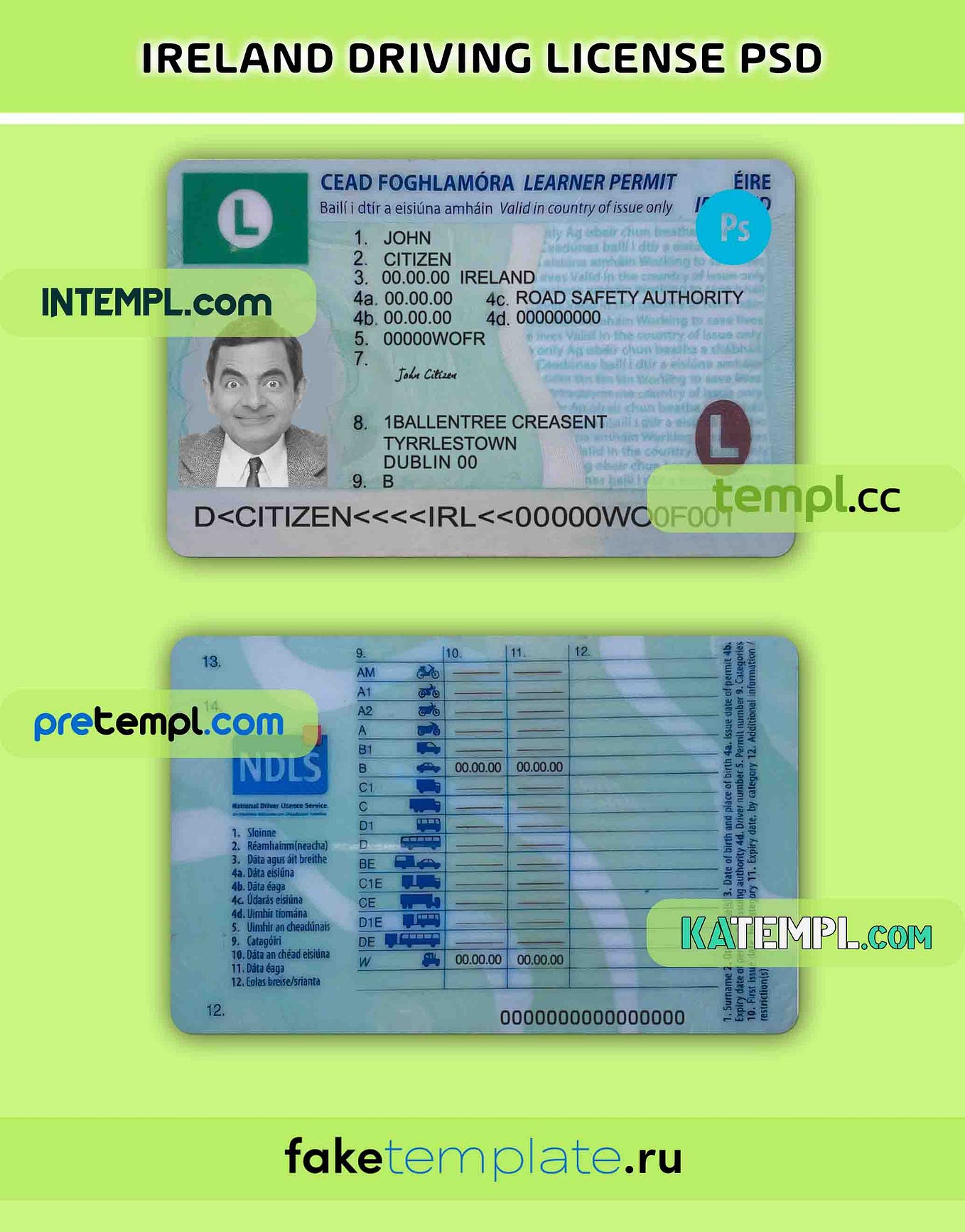 India driving license PSD download template, version 5 | by Intempl ...