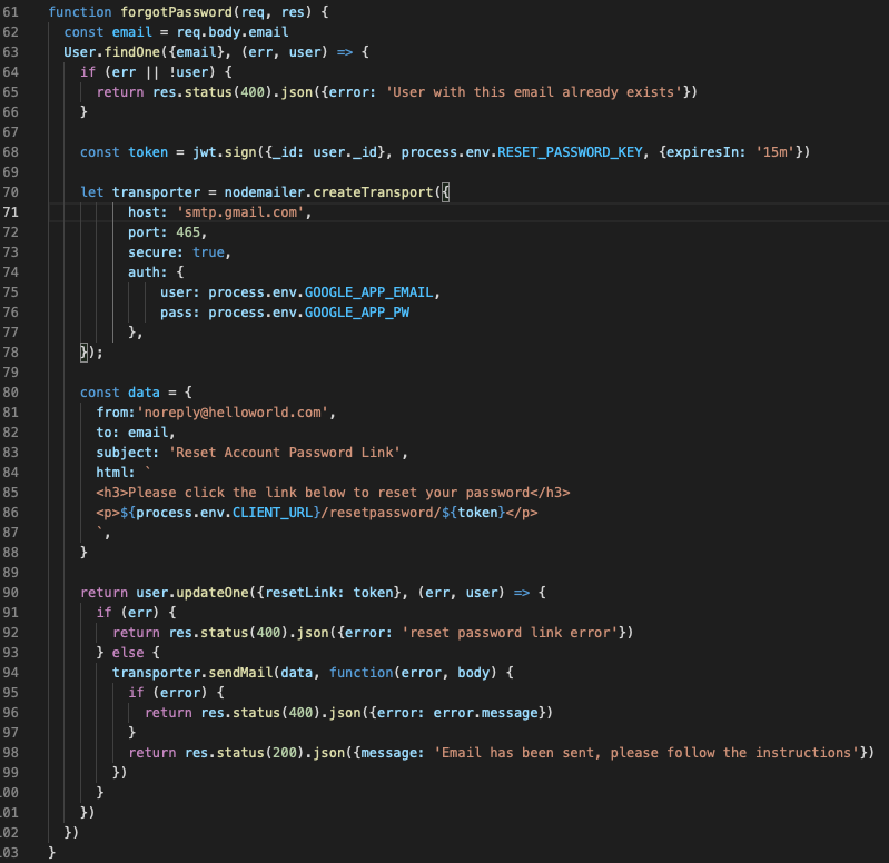 Using Nodemailer with Gmail. To send a reset link when a user… | by ...