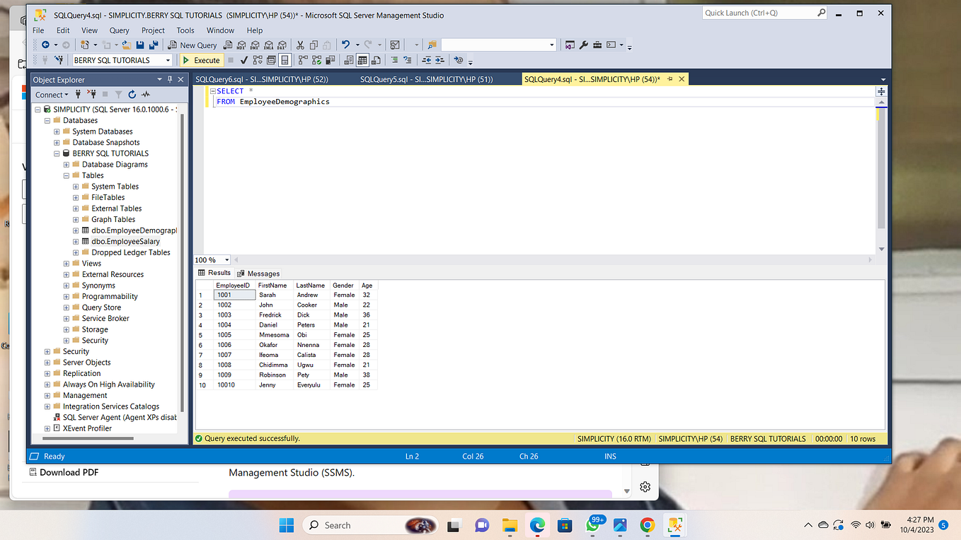 SQL Basics: Creating Employee Details and Salary Tables Using Create And Insert Function | by ...