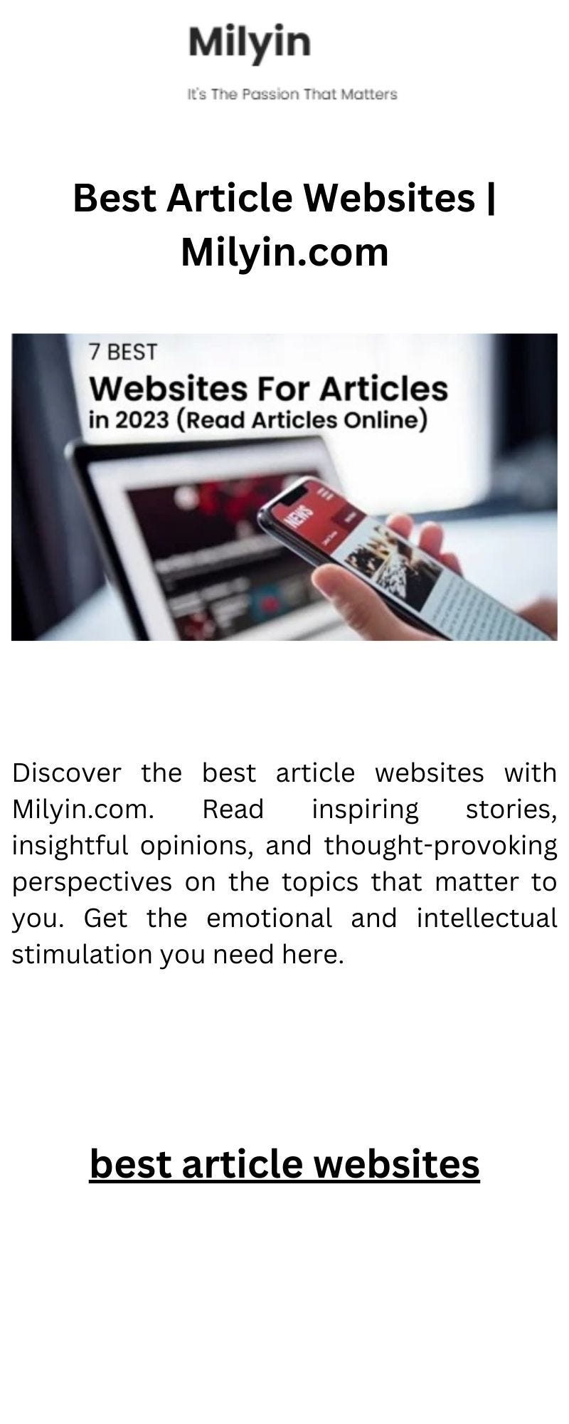 Best Article Websites | Milyin.com - Milyin - Medium