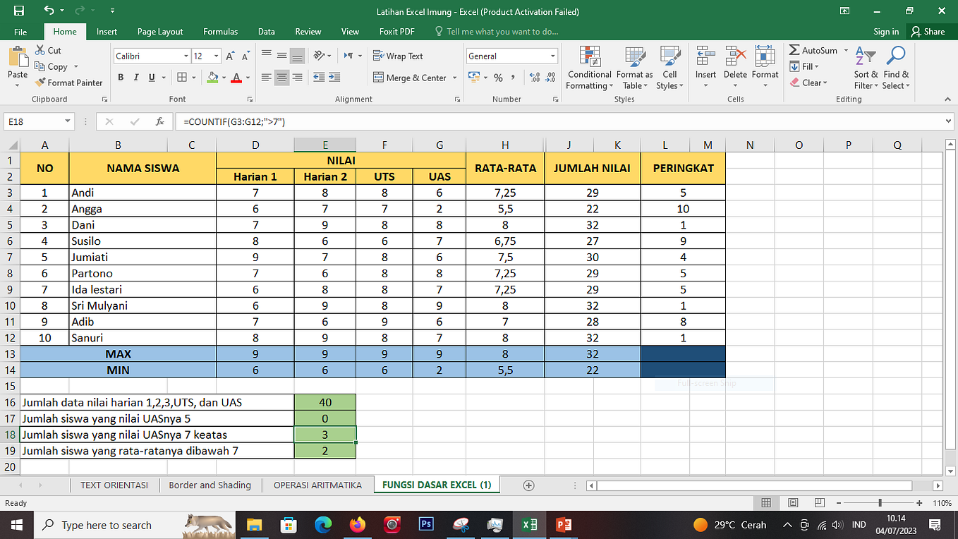 Latihan Fungsi Persyaratan (IF TUNGGAL dan IF LOGICAL) Excel (Day 10 part 2) | by Naufal Surya ...