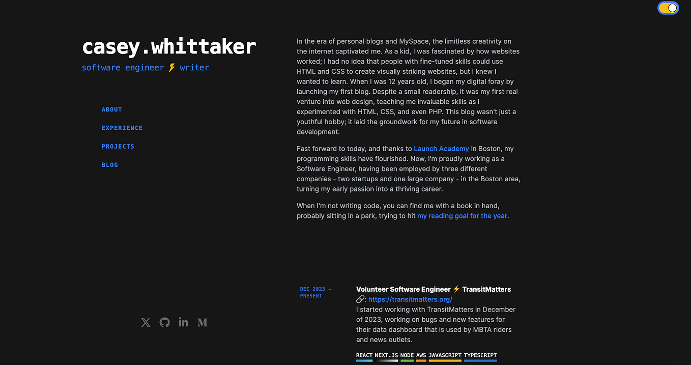 How I Built My Portfolio Site with Next.js and Tailwind CSS | by Casey Whittaker | Medium