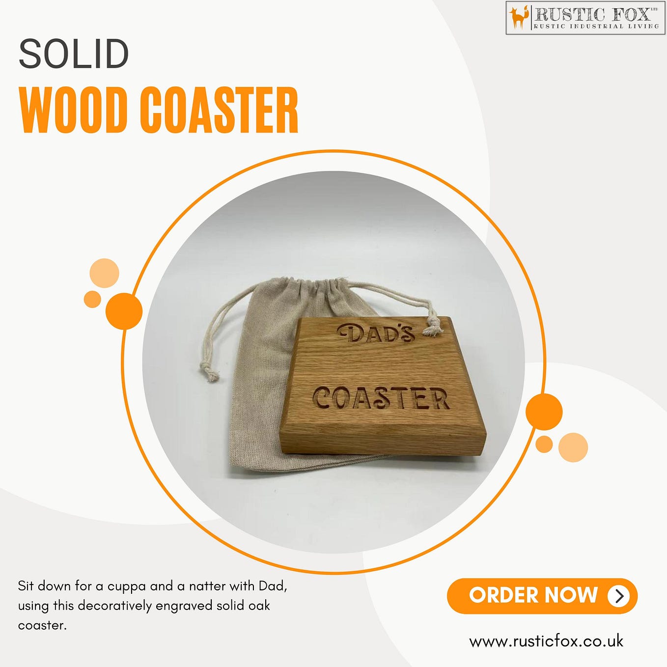 Solid Wood Coaster | Rustic Fox Ltd - Rusticfoxltd - Medium