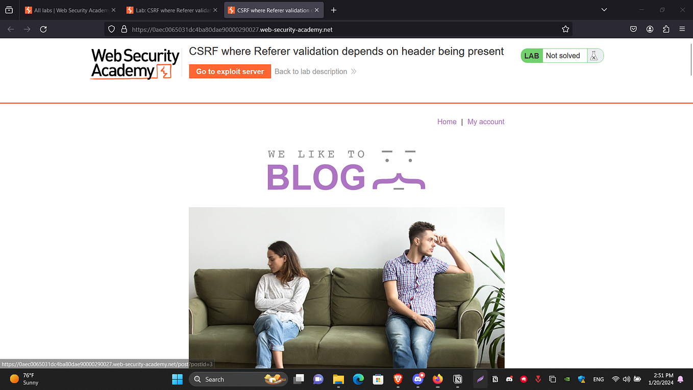 Lab: CSRF where token is tied to non-session cookie | by Uzumaki Rem01x | Medium