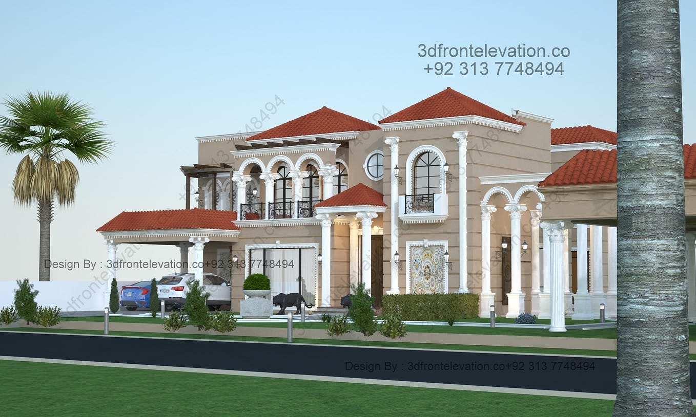 Modern Elevation of house Plan images — Spanish Elevation of Building ...