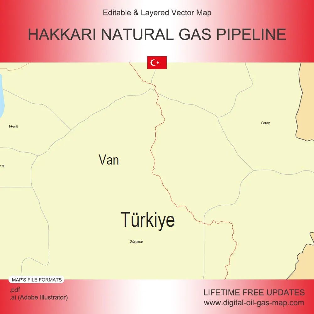 Map of Erciş District Natural Gas Pipeline Erciş Doğal Gaz Hattı ...