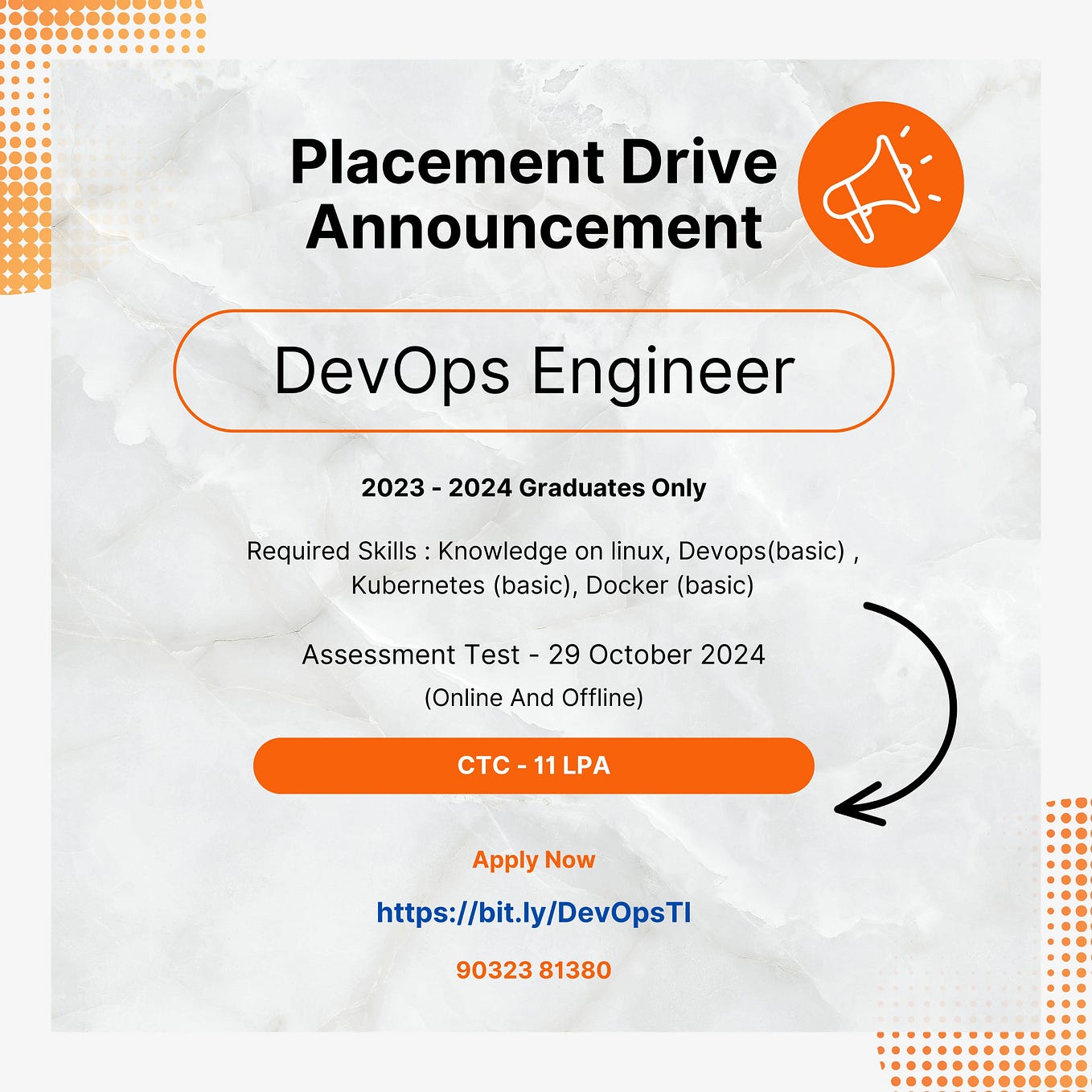 Placement Drive Announcement — 3LPA | Data Ops Engineer role| Tek Ikons - Tek Ikons - Medium
