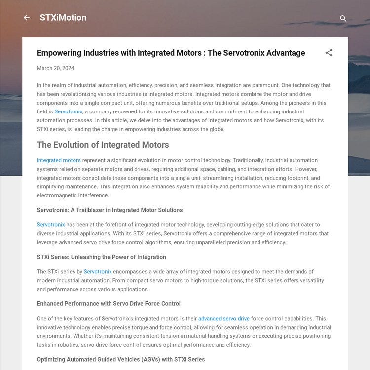 The Evolution of Servo Motion : Understanding Integrated Servo Motors ...