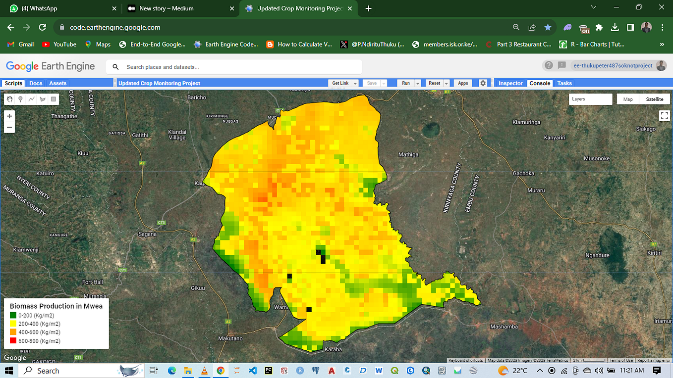VEGETATION ANALYSIS : NDVI CALCULATION ON GOOGLE EARTH ENGINE | by PETER NDIRITU THUKU | Medium