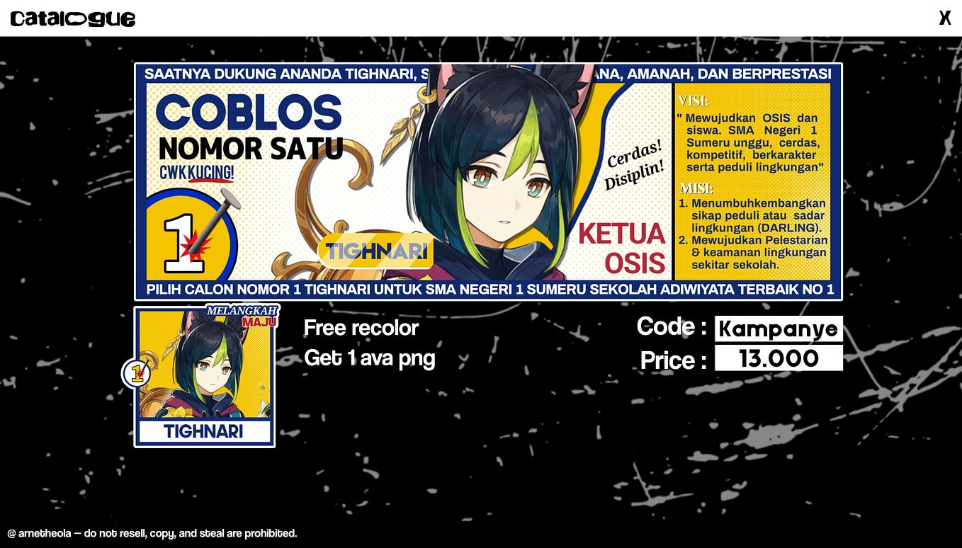 “NEO" code: Neo usn cust: backup acc: chara: recolor: yes/no color palette: link foto: jumlah ...