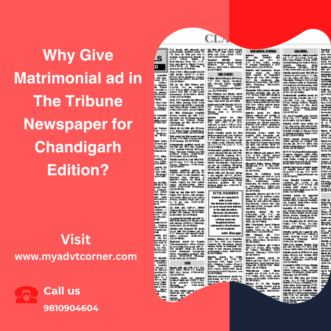 Top 6 Benefits of Matrimonial ad booking in The Tribune Newspaper for Groom Wanted? | by ...