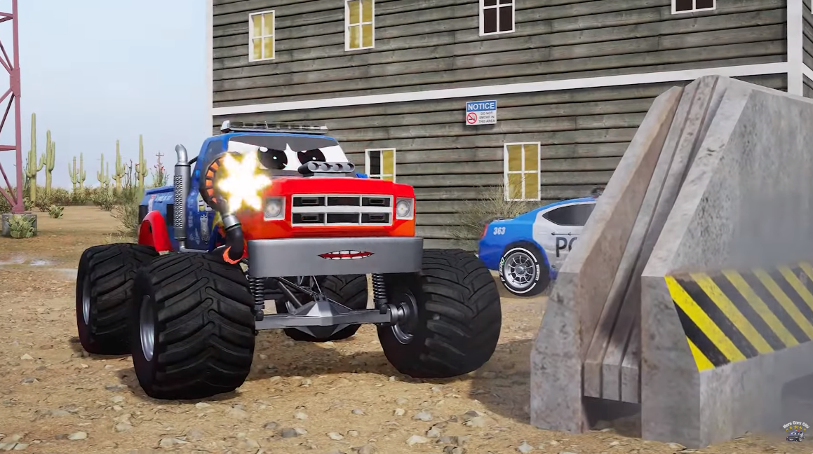 Giant Magical Monster Truck Assembly with Lift Trucks | Red Truck ...