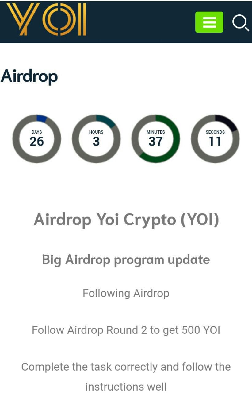 Airdrop Yoi Crypto (YOI). Big Airdrop program update | by Yoi Crypto | Medium