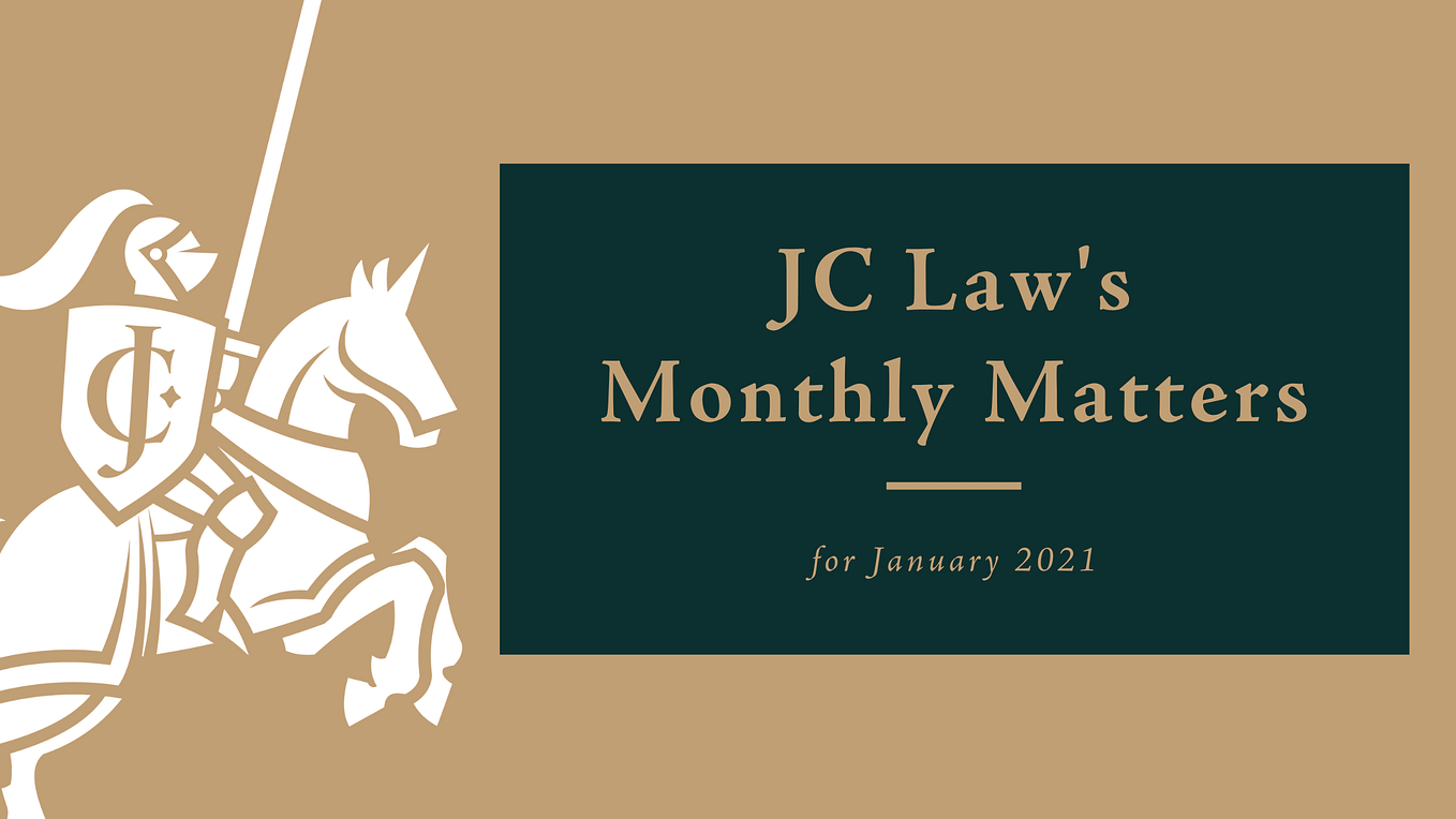 JC Law Monthly Matters for March 2021: Firm News & Updates | JC Law ...