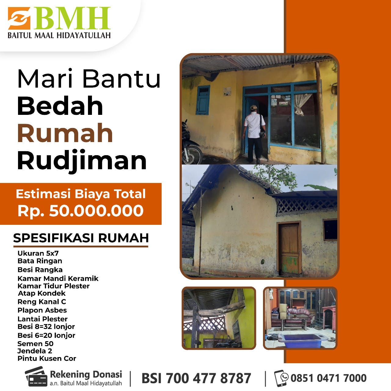 RAIH KEBERKAHAN, Call 0851-0471-7000, Bedah Rumah Pak Rujiman BMH ...