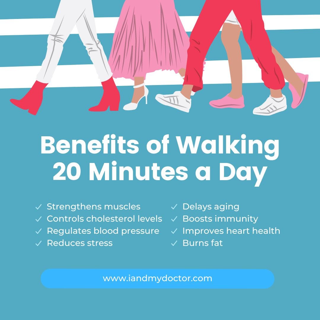 Benefits of Walking 20 Minutes a Day - iandmy doctor - Medium Benefits of Walking 20 Minutes a Day - iandmy doctor - Medium