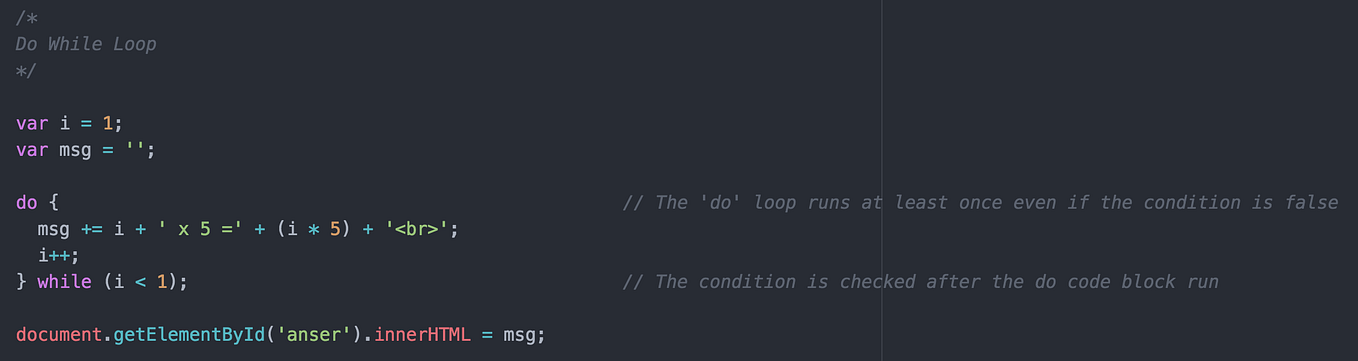 Basic While Loops in JavaScript. In JavaScript we have while loop that ...
