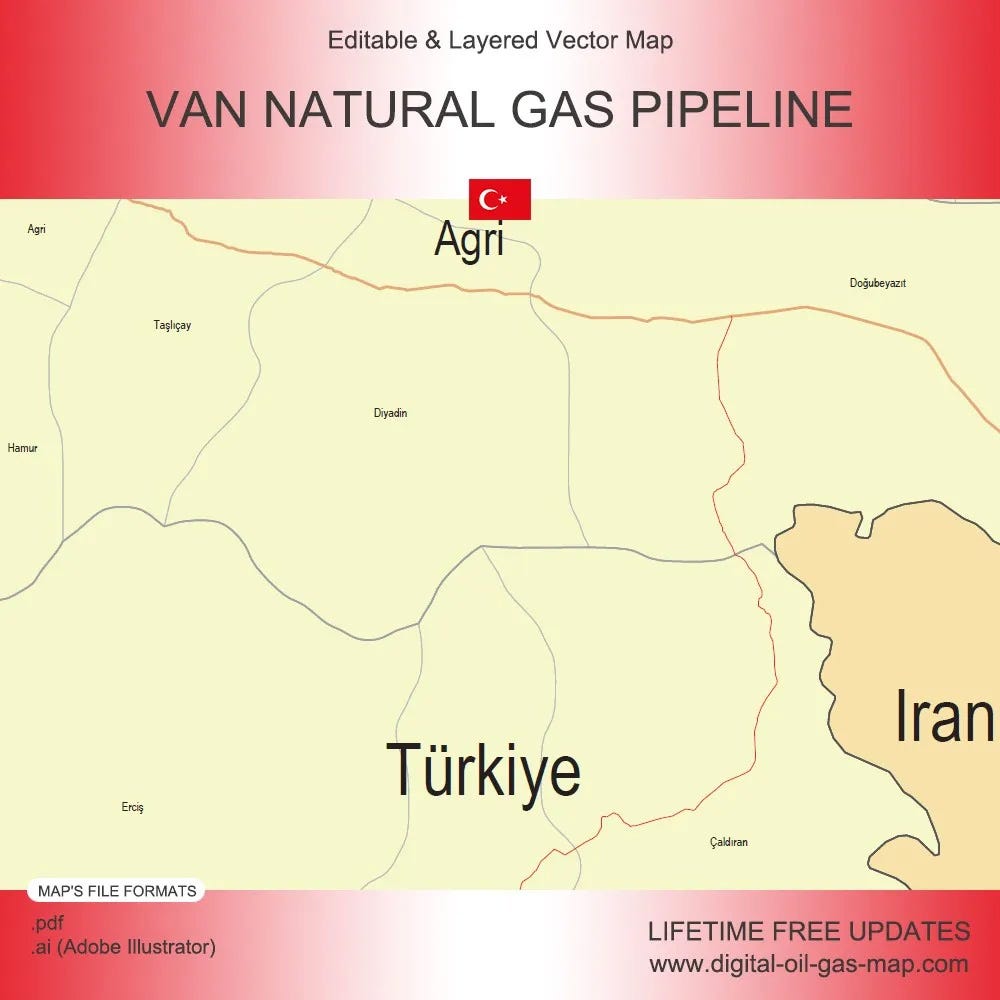 Map of Erciş District Natural Gas Pipeline Erciş Doğal Gaz Hattı ...