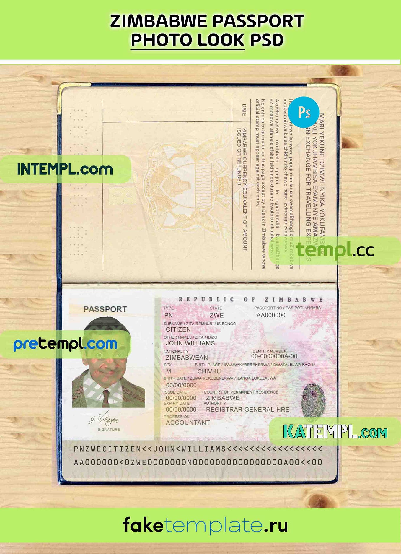 Uae Passport Psd Files Editable Scan And Photo Realistic Look Sample 2 In 1 By Shotempl