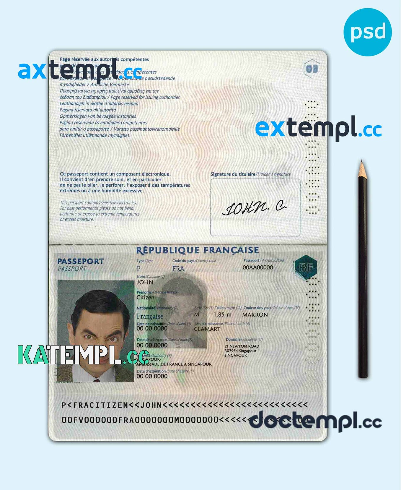 sample Bahrain passport template in PSD format, fully editable download ...