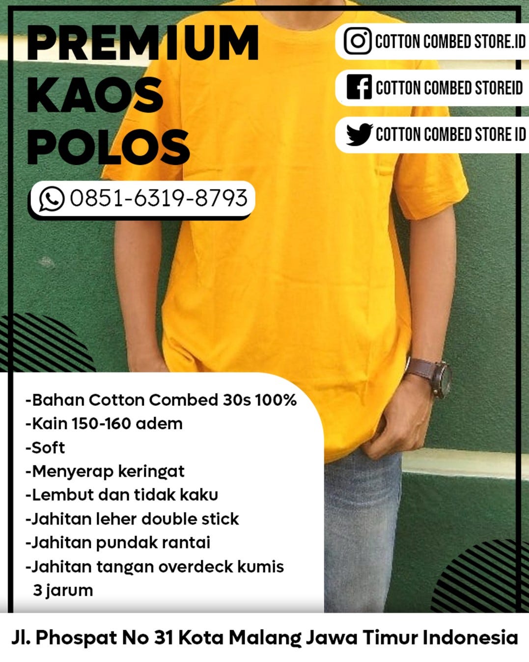 COTTOM COMBED PREMIUM, HUB 0851–6319–8793, Grosir Kaos Distro Bandung ...