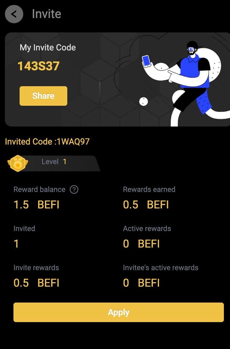 BeFi Wallet DAO Invitation Code Guide - BeFi Wallet - Medium