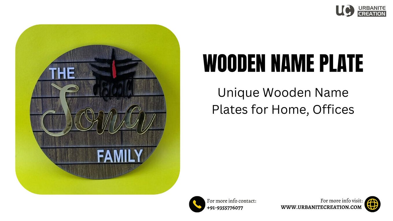 Unique Name Plate for Home, Offices - Urbanite Creation - Medium