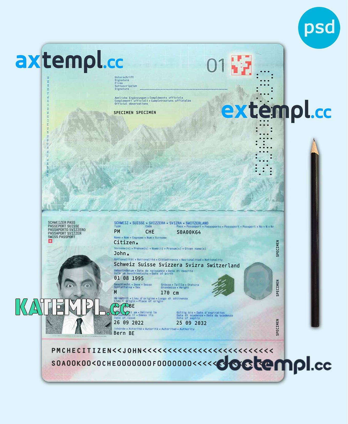 sample Serbia passport template in PSD format, 2018 — present download ...