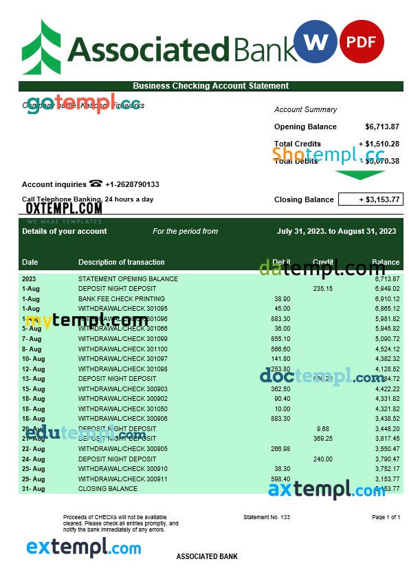 ALLY Bank enterprise statement Word and PDF template download template ...