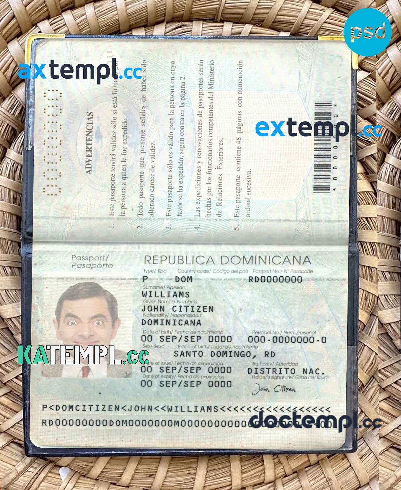 sample Cyprus passport editable PSD files, scan and photo look ...