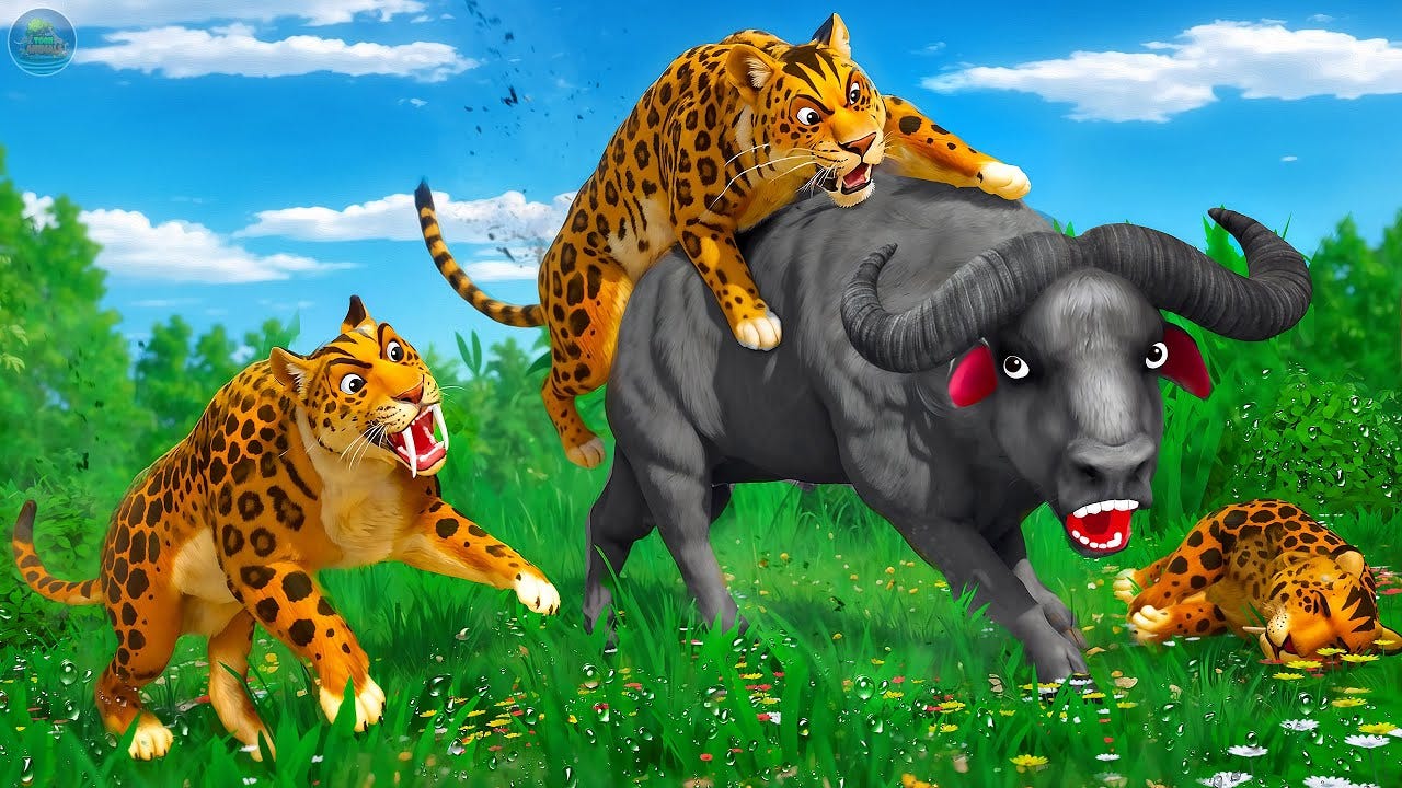 Giant Monster Lion vs Woolly Mammoth Rescue Cow and Buffalo | Animal ...
