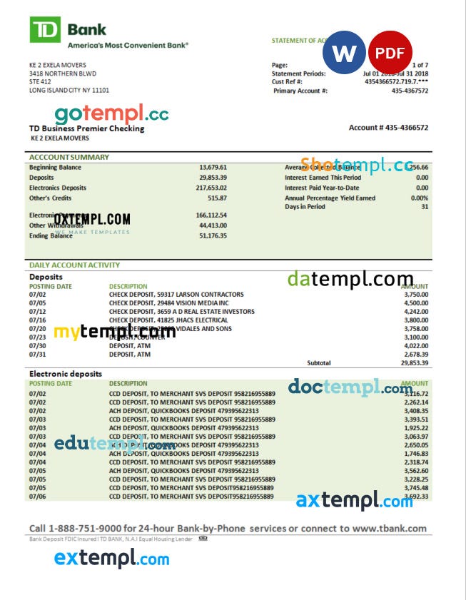 Standard Bank organization statement Word and PDF template download template | by Intempl ...