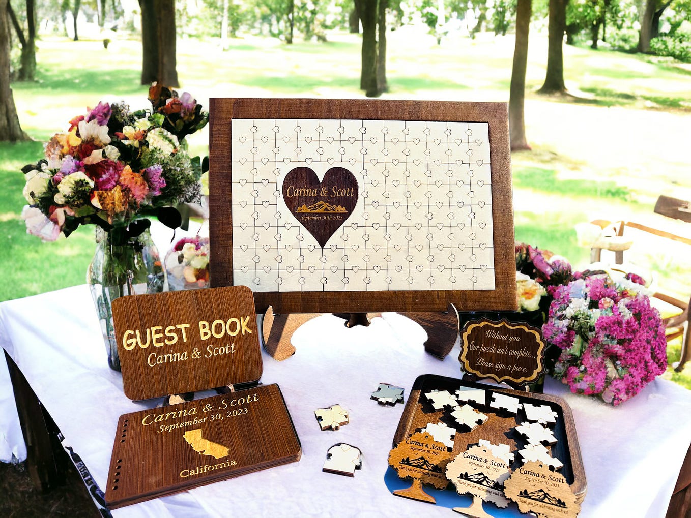 Our wooden puzzle, guest book, jigsaw, and piece guestbook wedding ...