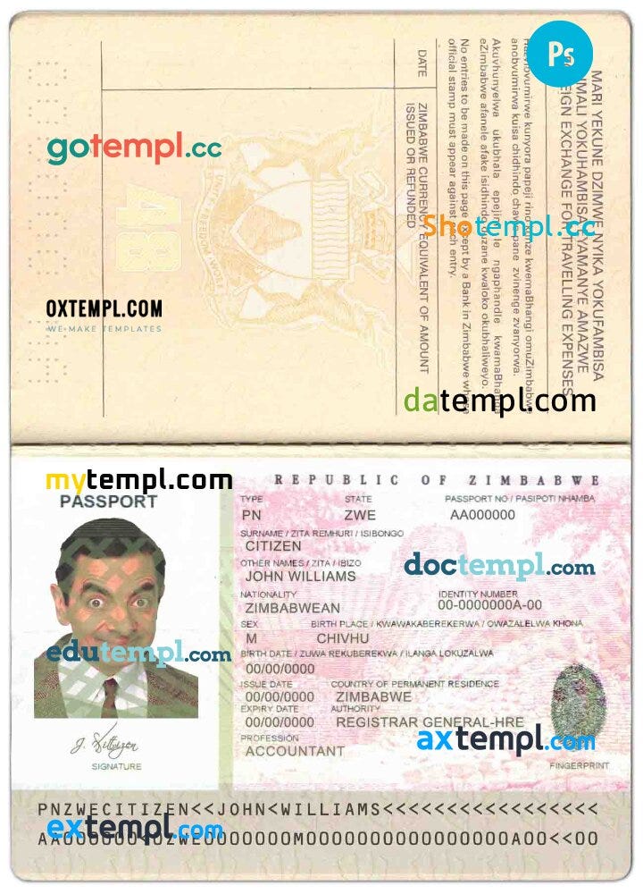 USA passport example in PSD format, fully editable, 2007–2022 | by ...