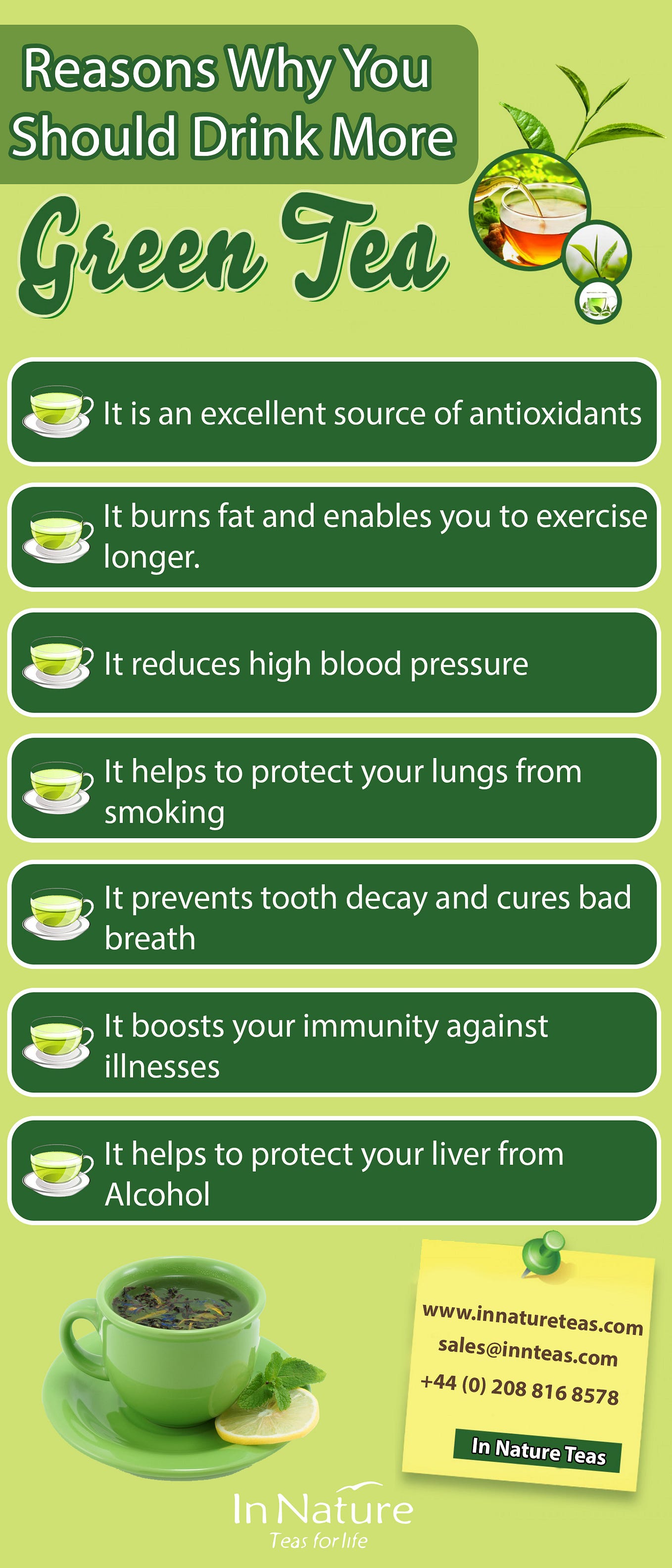 13 Health benefits of Green Tea. https://innatureteas.com/shop/green ...