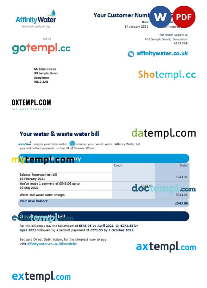 Ukraine Internet utility bill template in Word and PDF (.doc and .pdf ...