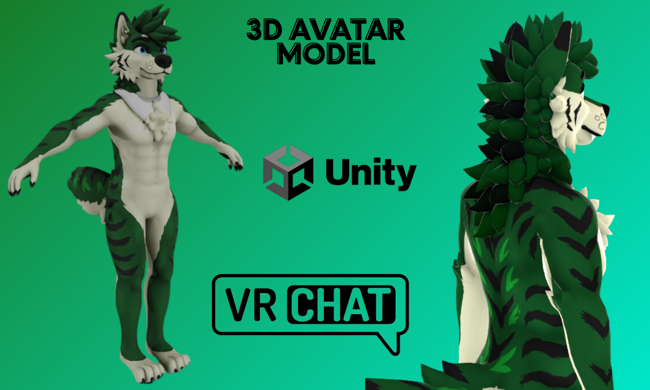 Custom furry avatar model, vrchat avatar, blender, unity3d, 3d model - Rebecca Twilight - Medium