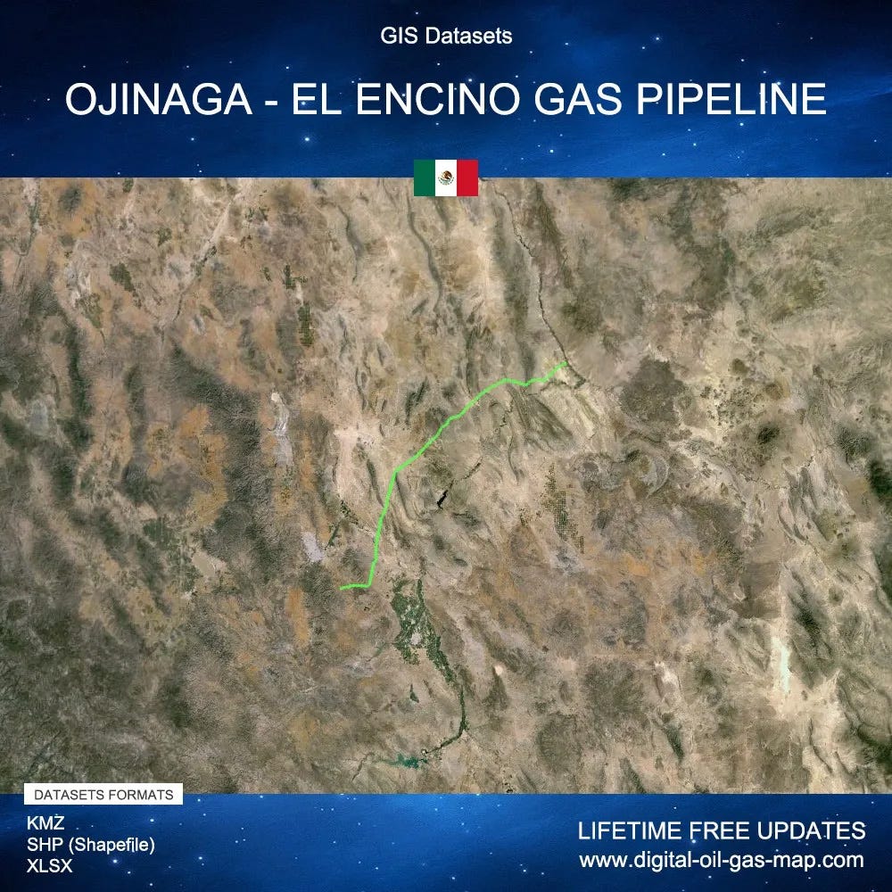 El Encino — Topolobampo Gas Pipeline Map Mapa del Gasoducto El Encino ...