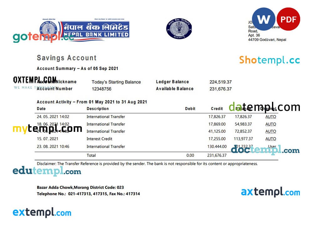 Mozambique Moza bank statement template in Word and PDF format | by ...
