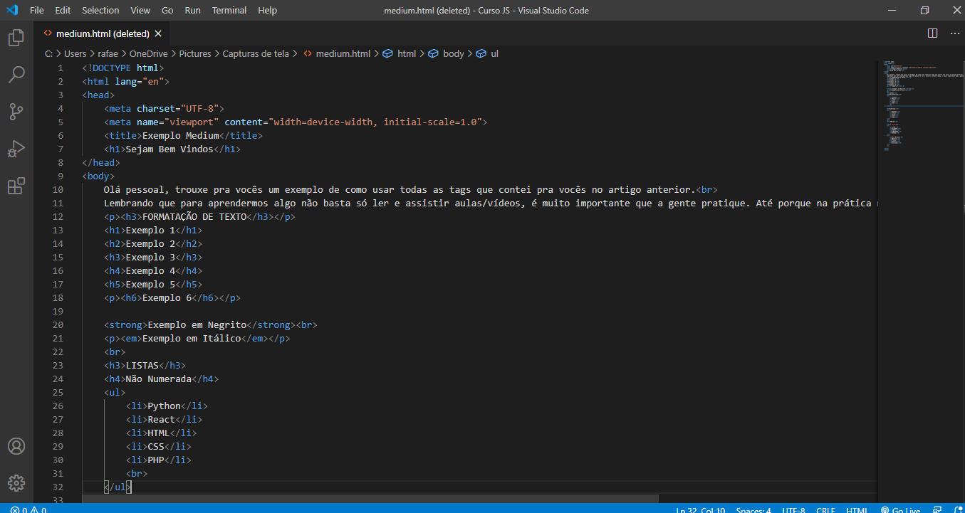 HTML Na Prática (parte 2). Oi pessoal, tudo bem com vocês? Espero… | by Rafaela Lobato | Medium