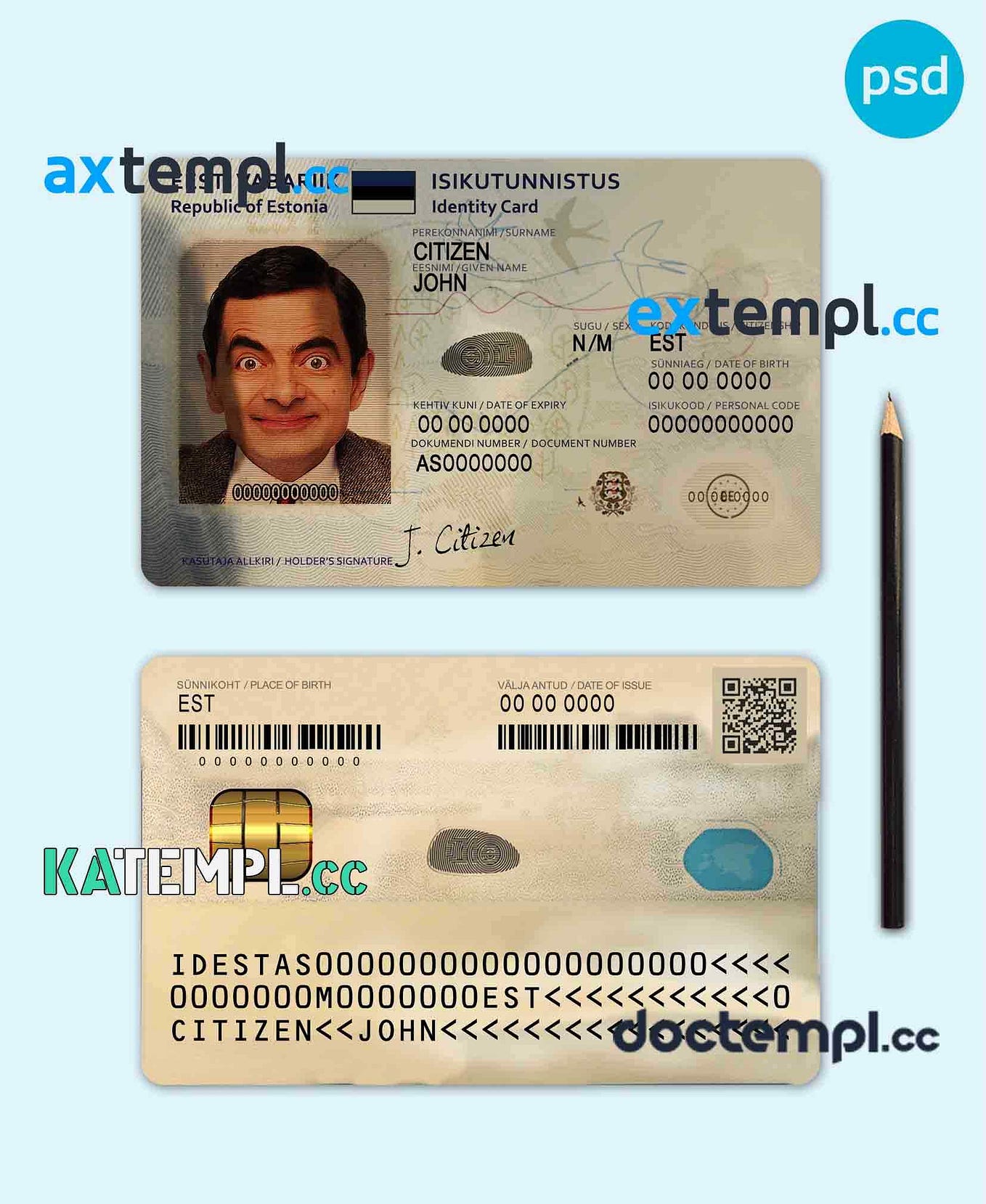 sample Cambodia ID template in PSD format, fully editable download | by ...