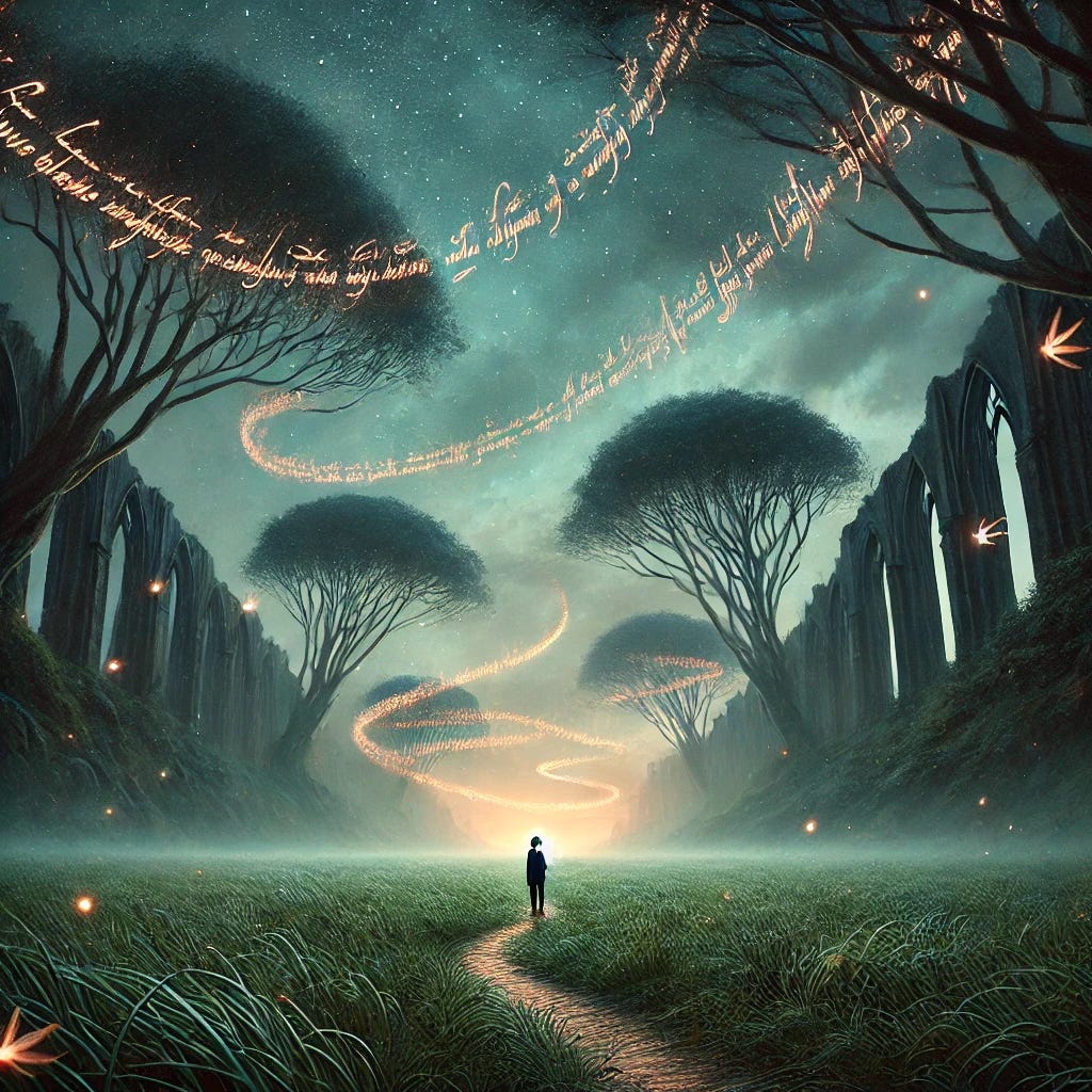 Roots of the sky A tree stands silent, old and wise, its fingers ...