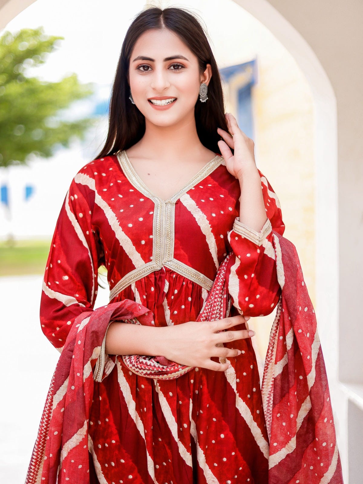 Jahida Premium Sky Blue Printed Cotton Kurta Pent With Dupatta Set For ...