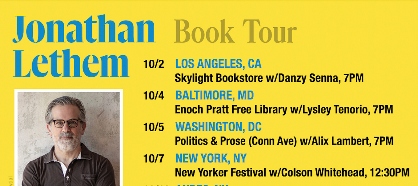 The Brooklyn Crime Novel Book Tour - Jonathan Lethem - Medium